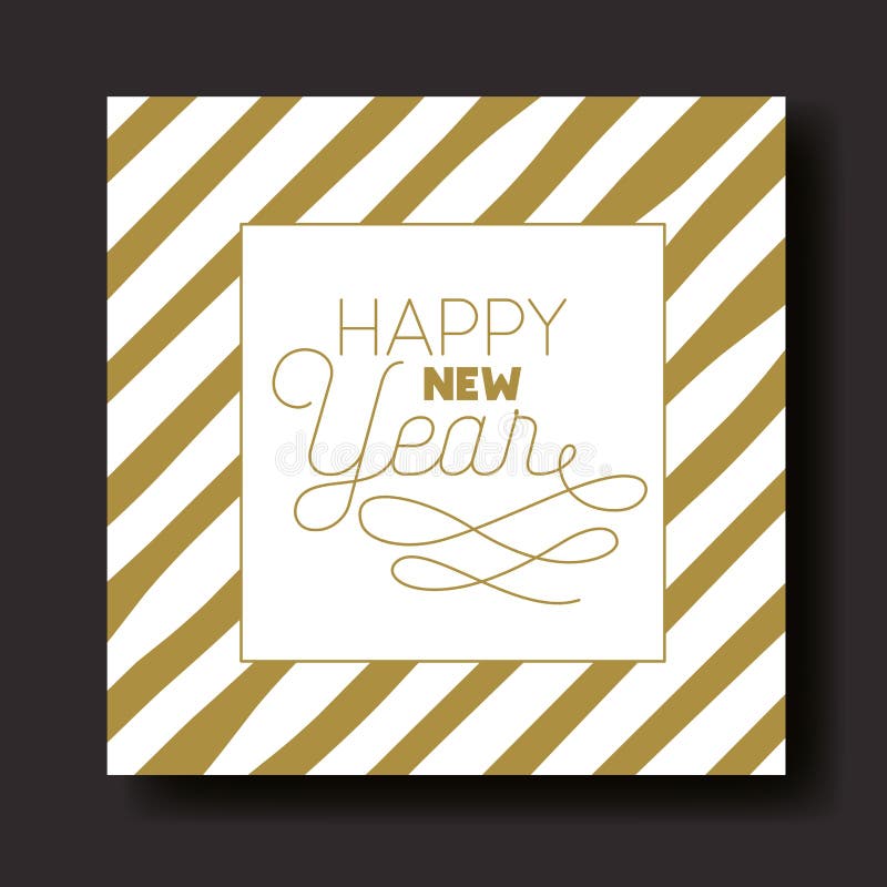 Happy New Year Calligraphy Card with Stripes Stock Vector ...