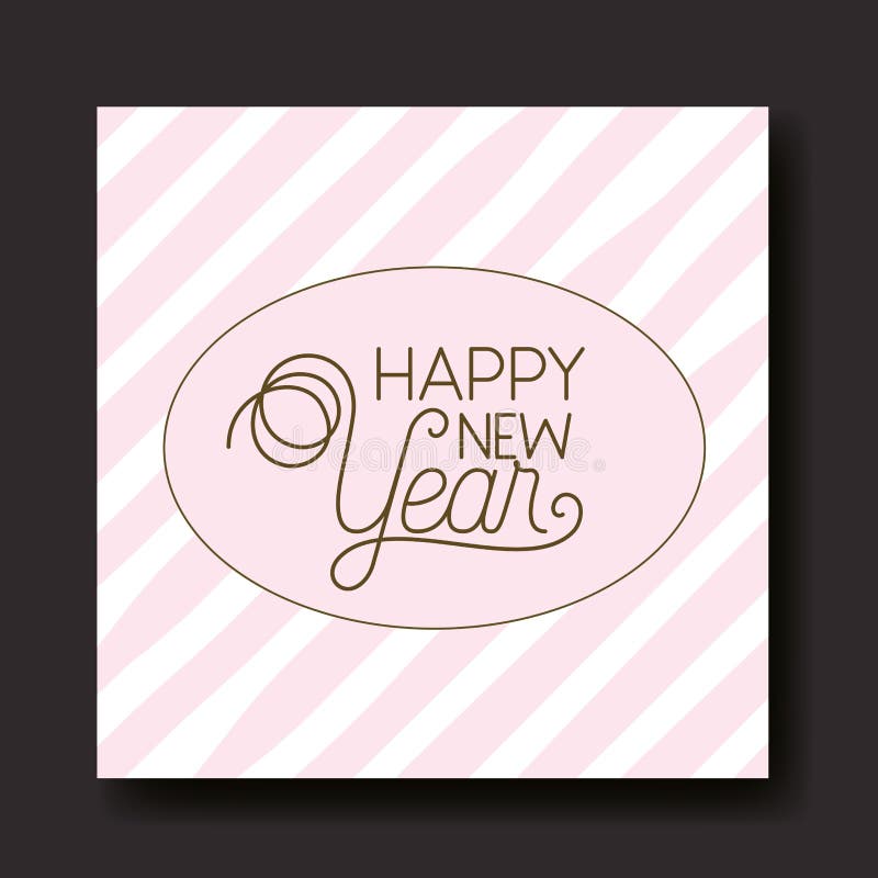 Happy New Year Calligraphy Circular Frame with Stripes Stock Vector ...