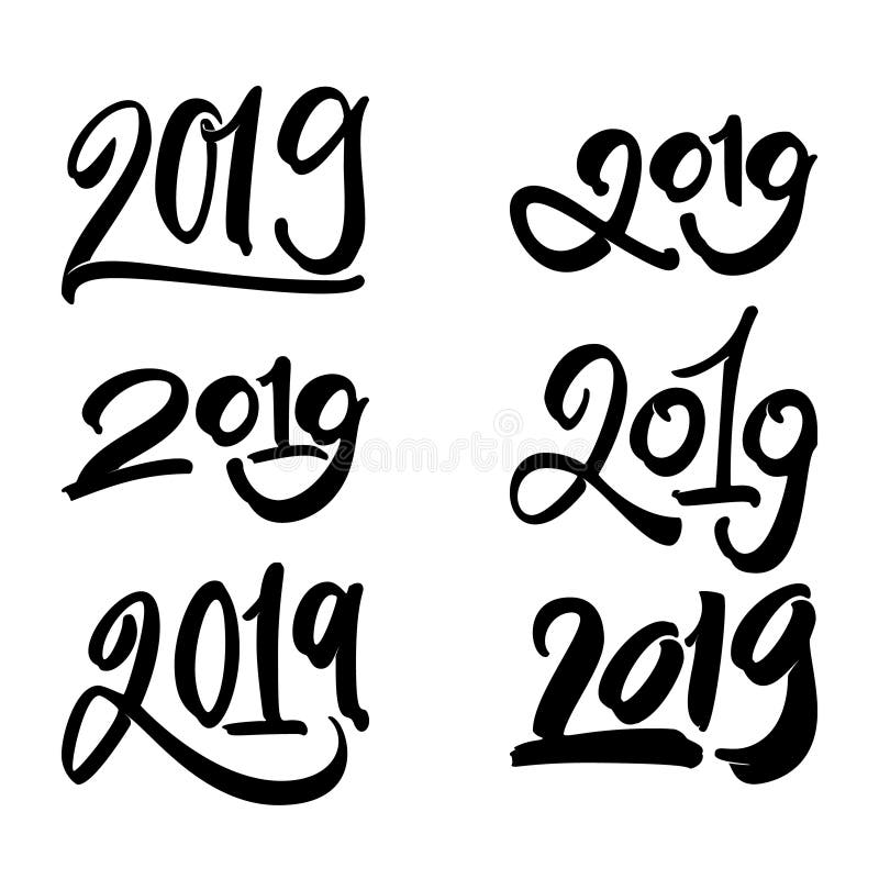 Happy New Year 2019. Calligraphy and Lettering the Form Stock Vector ...