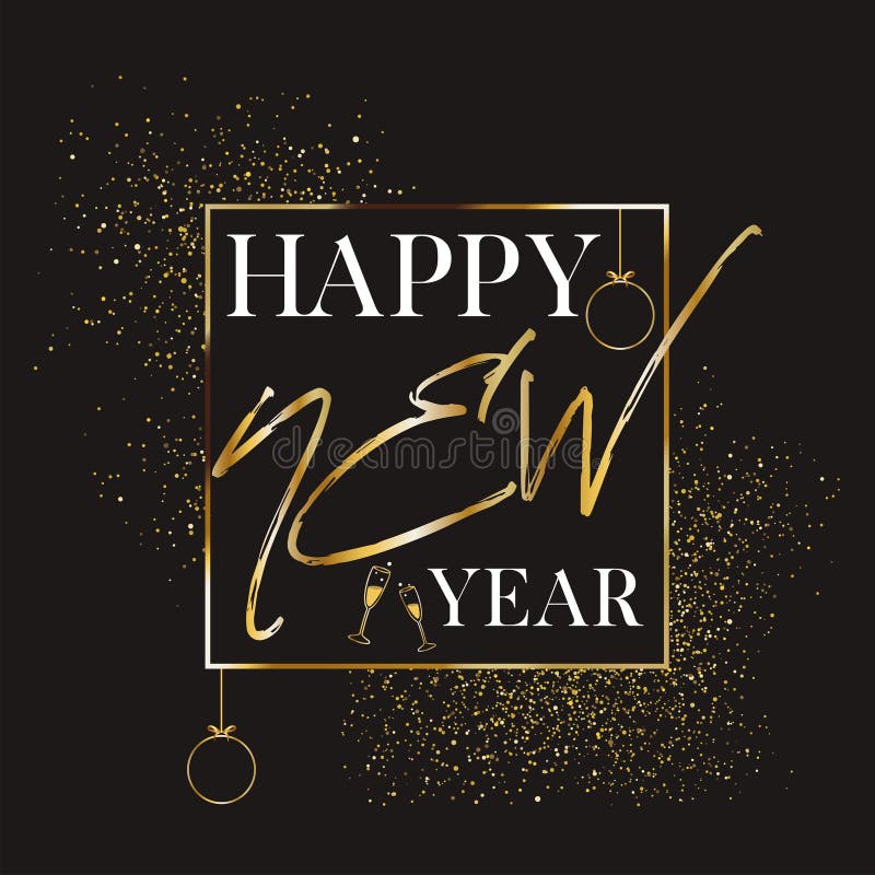 Happy New Year Card Elegant Typography Vector Stock Vector ...