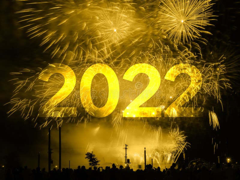 Happy New Year 2022 Card on a Fireworks Background Stock Image - Image ...