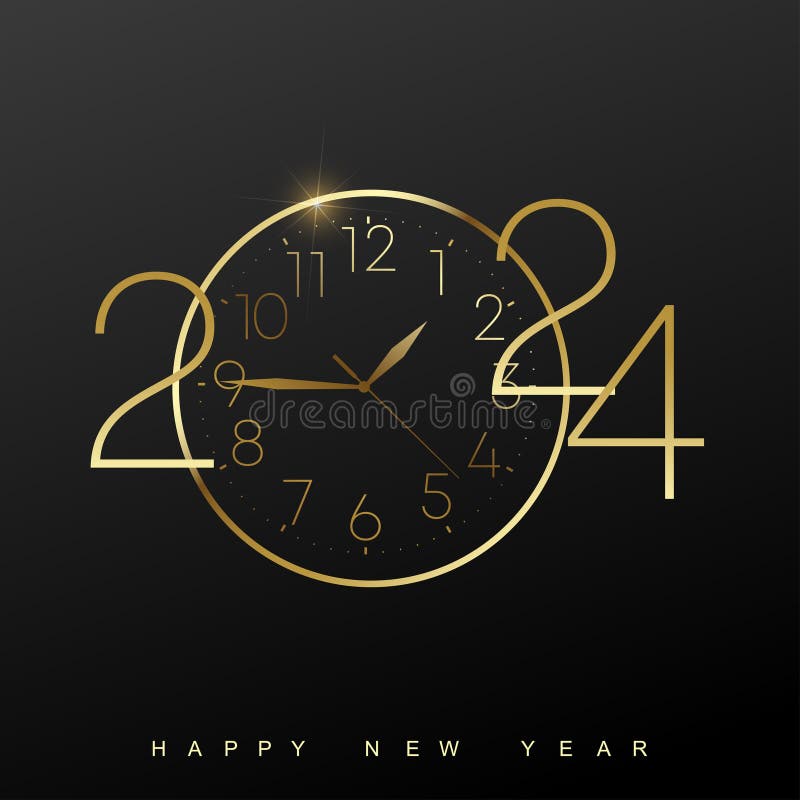 2024 Happy New Year Card with Golden Text. Vector Stock Vector ...