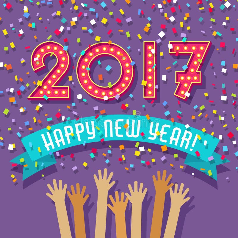 Happy New Year 2017 with Inspiring Handwritten Typography Stock Vector ...