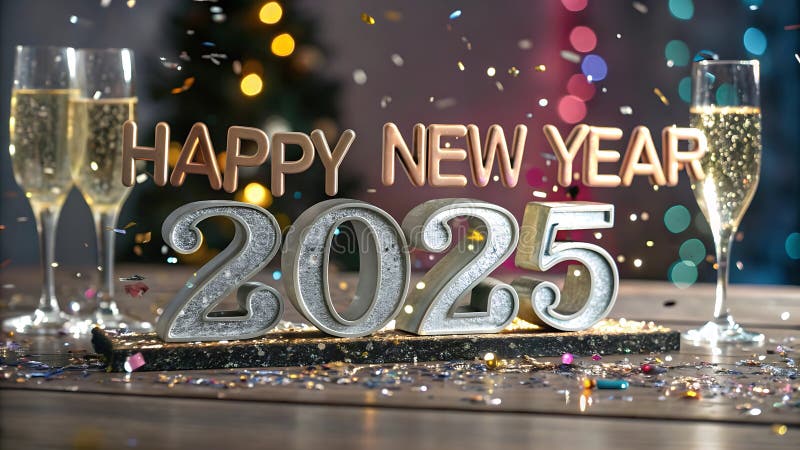 Happy New Year 2025! New Year Celebration Stock Image - Image of ...