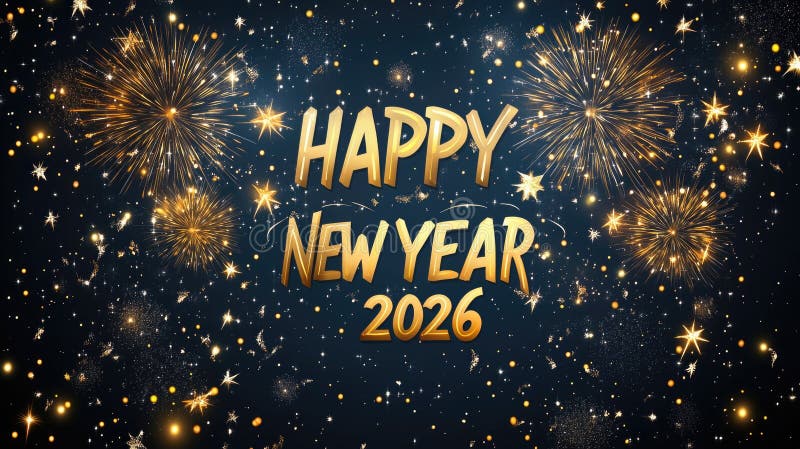 Happy New Year 2026 Celebration with Fireworks and Starry Night Sky ...