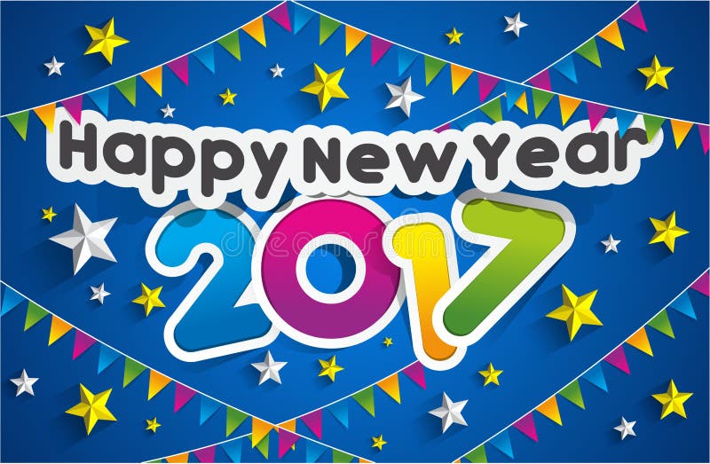 Happy New Year 2017 with Inspiring Handwritten Typography Stock Vector ...