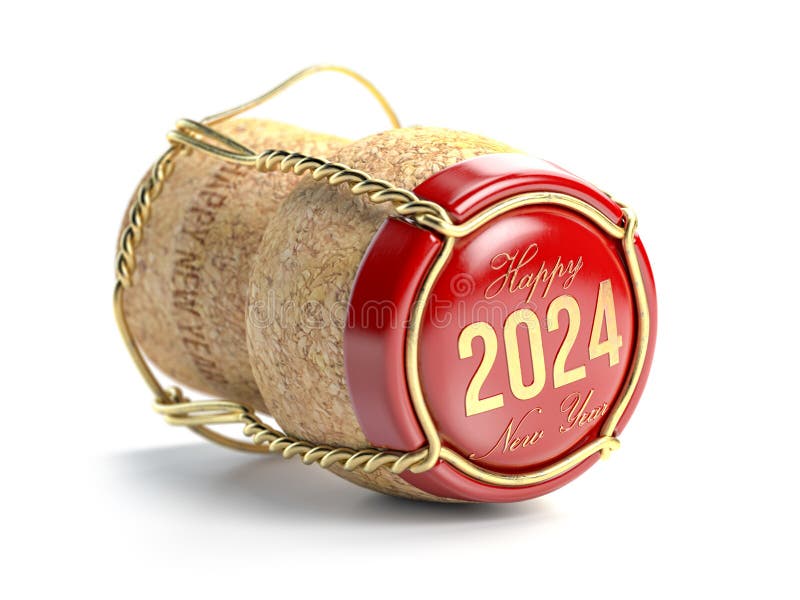 2024 Happy New Year Champaign Cork Cap Isolated on White Stock ...