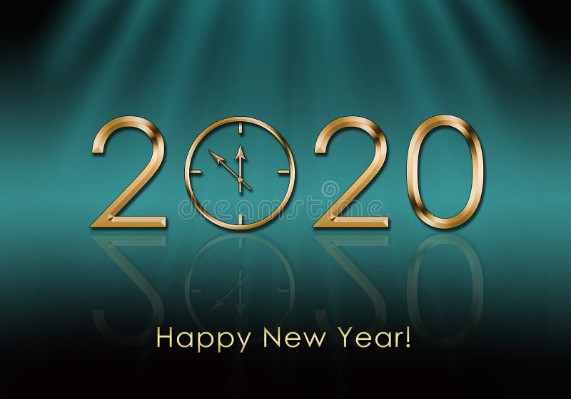 Happy New Year 2020. New Year Clock Stock Illustration - Illustration ...