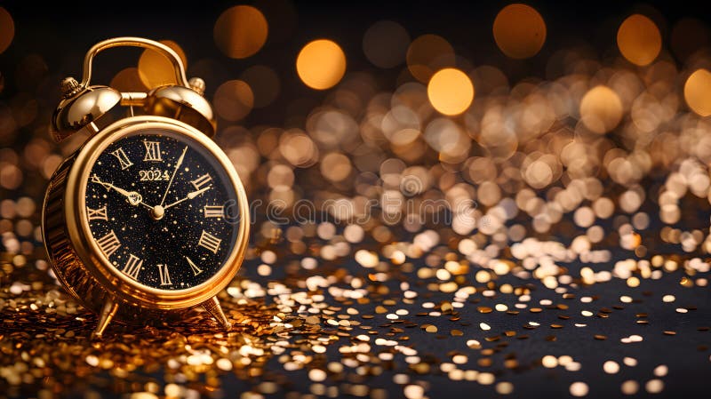 2024 Happy New Year Clock Countdown Background Stock Image - Image of ...