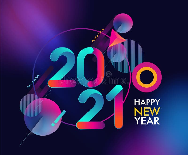 Happy New Year 2021 Colorful Abstract Design, Vector Elements for ...