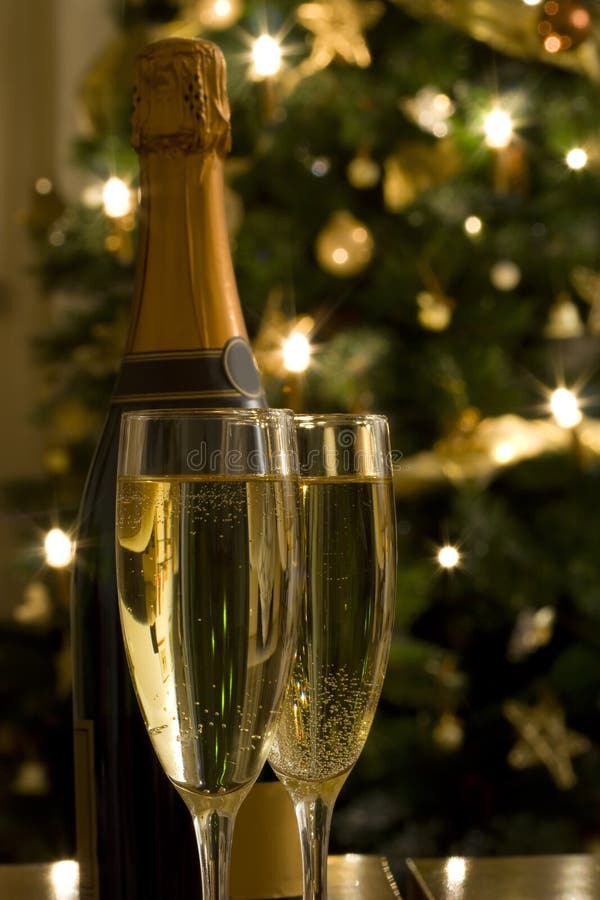 Four Glasses of Champagne Ready for the New Year Stock Photo - Image of ...