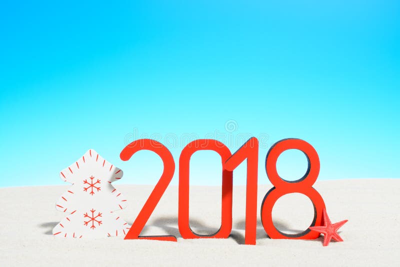 Happy New Year Concept. 2018 Sign with Toy Tree Stock Photo - Image of ...