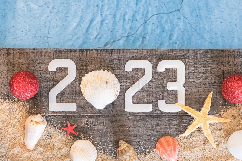 Happy New Year 2023 Concept. Winter Vacations in the Sun. Stock Photo ...