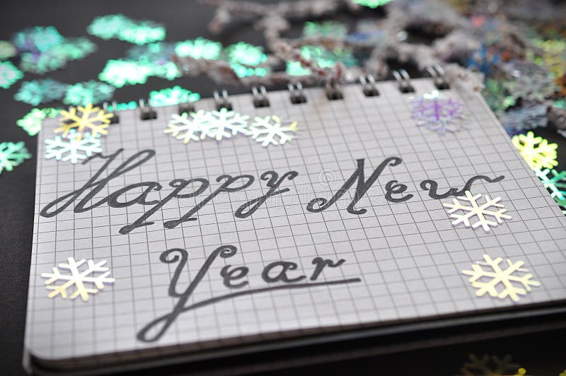 Happy New Year Write in Notepad Stock Illustration - Illustration of ...