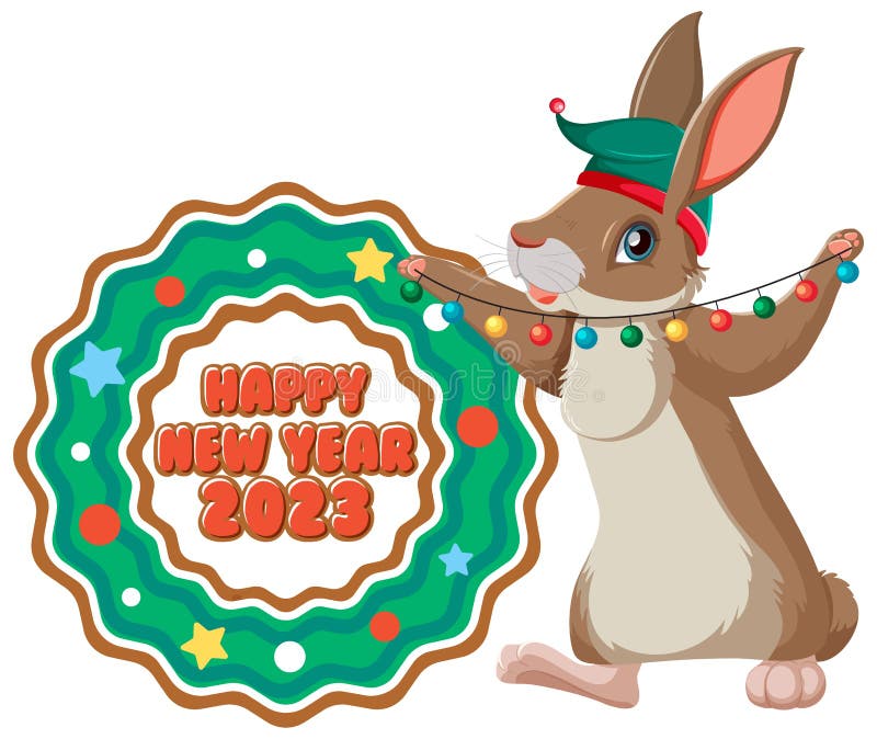 Happy New Year 2023 with Cute Rabbit Stock Vector - Illustration of ...