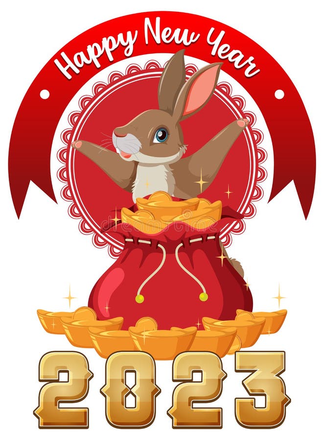 Happy New Year 2023 with Cute Rabbit Stock Vector - Illustration of ...