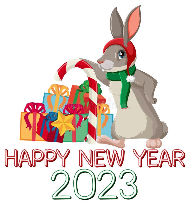 Happy New Year 2023 with Cute Rabbit Stock Vector - Illustration of ...