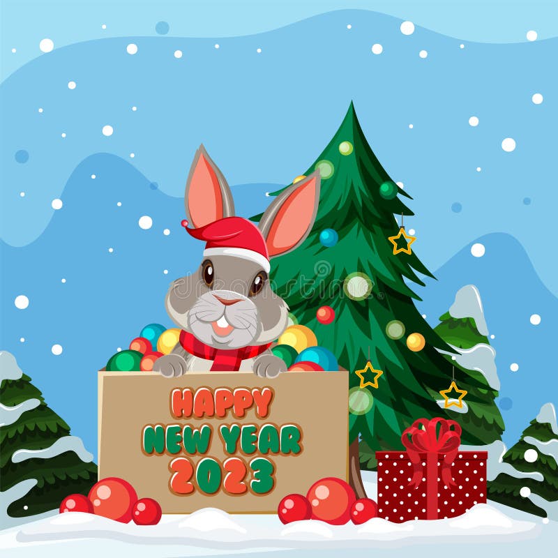 Happy New Year 2023 with Cute Rabbit Stock Vector - Illustration of ...