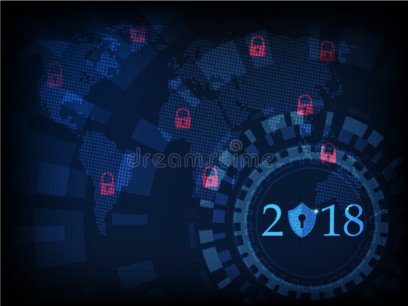 Happy New Year 2018 .Cyber Security Concept: Shield Stock Vector ...