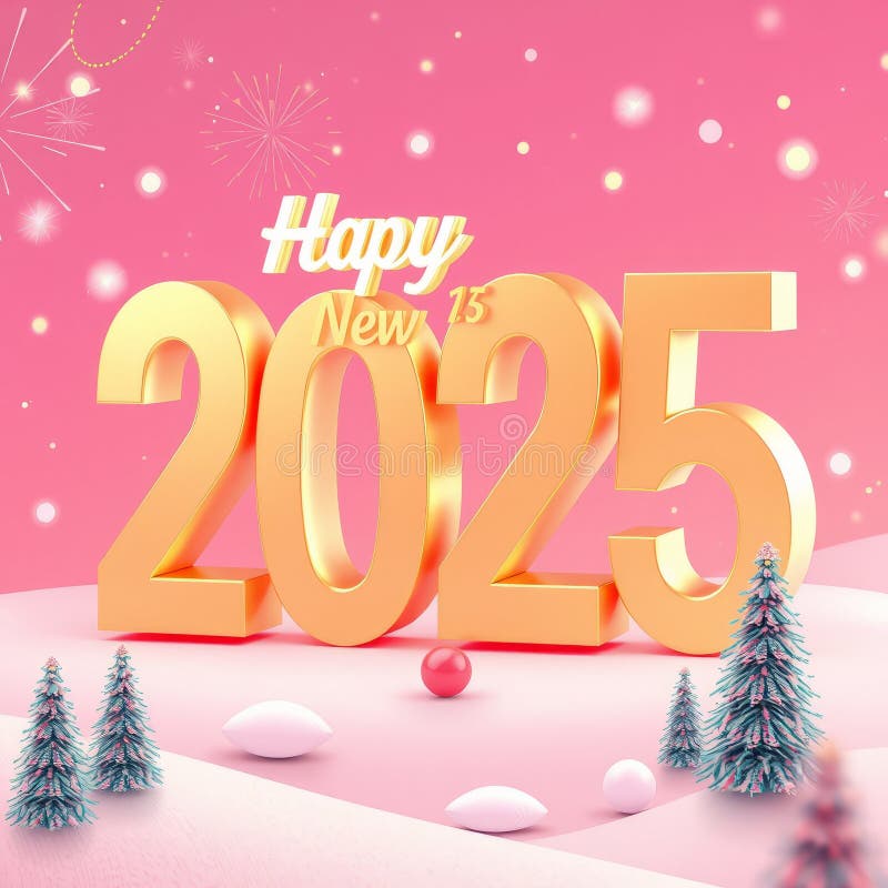 Happy New Year 2025 3d Render 2025 Illustration Stock Illustration ...