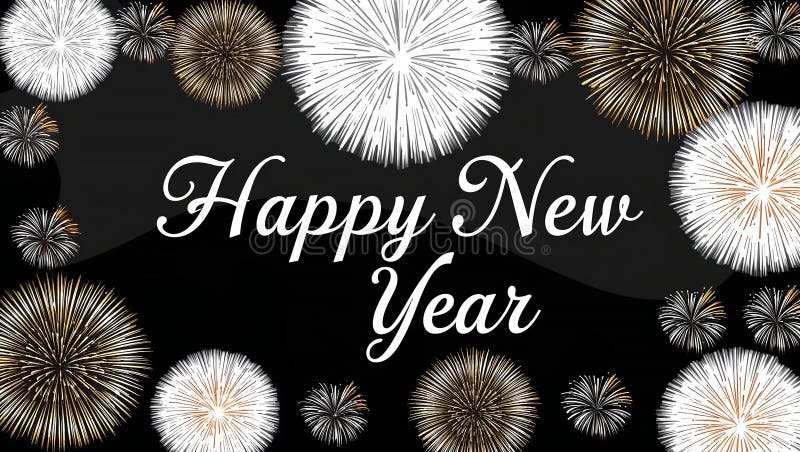 Happy New Year in Elegant Script Illuminated by Fireworks Display Stock ...