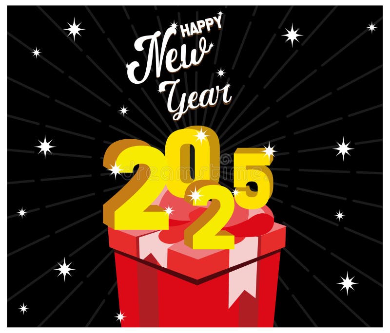 Happy New Year 2025. Festive New Year 2025 Celebration with Gift Box ...