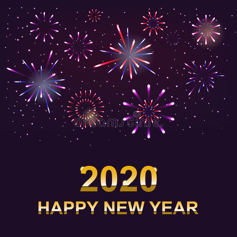 Happy New Year with Firework Background for Posters, Cards, Headers ...