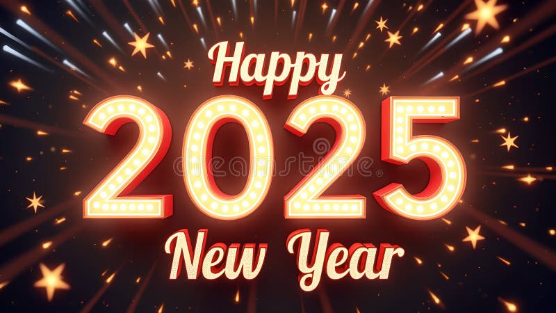 Happy New Year 2025 with Firework Burst. Celebration Concept Stock ...