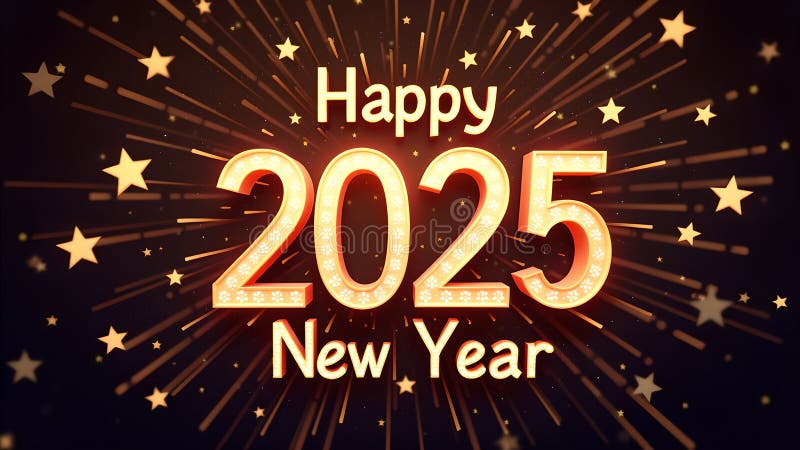 Happy New Year 2025 with Firework Burst. Celebration Concept Stock ...