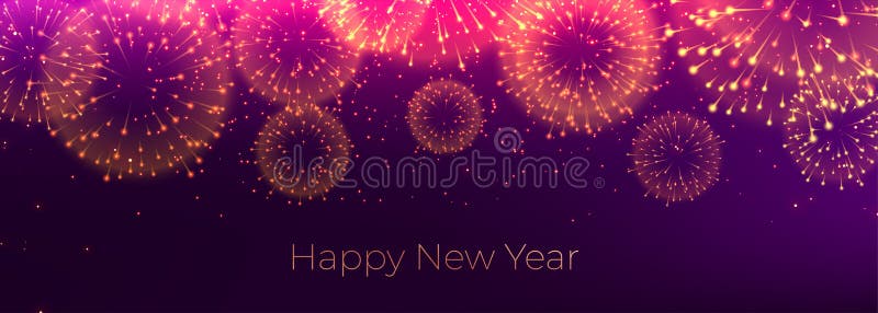 Happy New Year Firework Celebration Banner Design Stock Vector ...