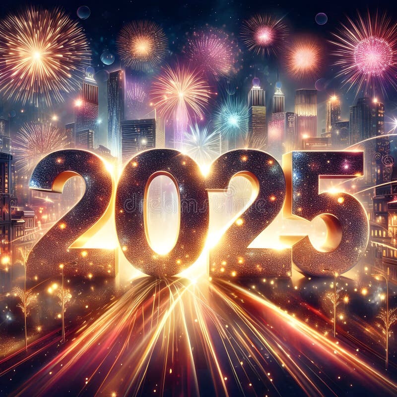 2025 Happy New Year Firework Stock Illustration - Illustration of night ...