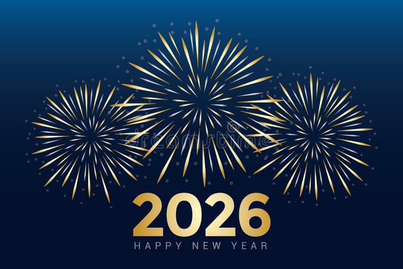 Happy New Year 2026 Firework in Night Sky Stock Vector - Illustration ...
