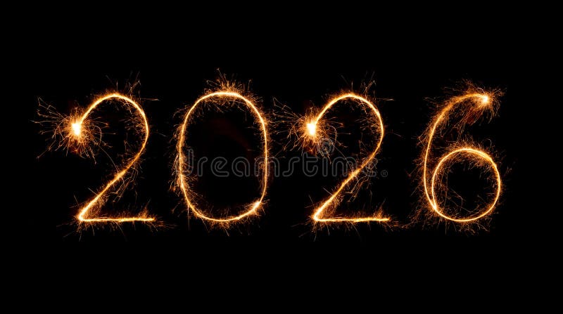 2026 Happy New Year Fireworks Celebration Written Sparkling at a Night ...