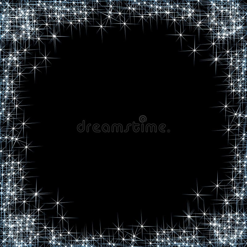 Happy New Year, Frame with Silver Stars on the Black Background Stock ...