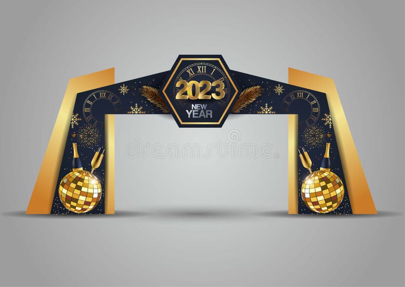 Happy New Year 2023 Gate Entrance Vector with for Mock Up Event Display ...