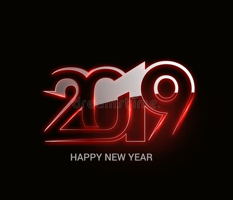 Happy New Year 2019 Glowing Text Design Patter Stock Vector ...