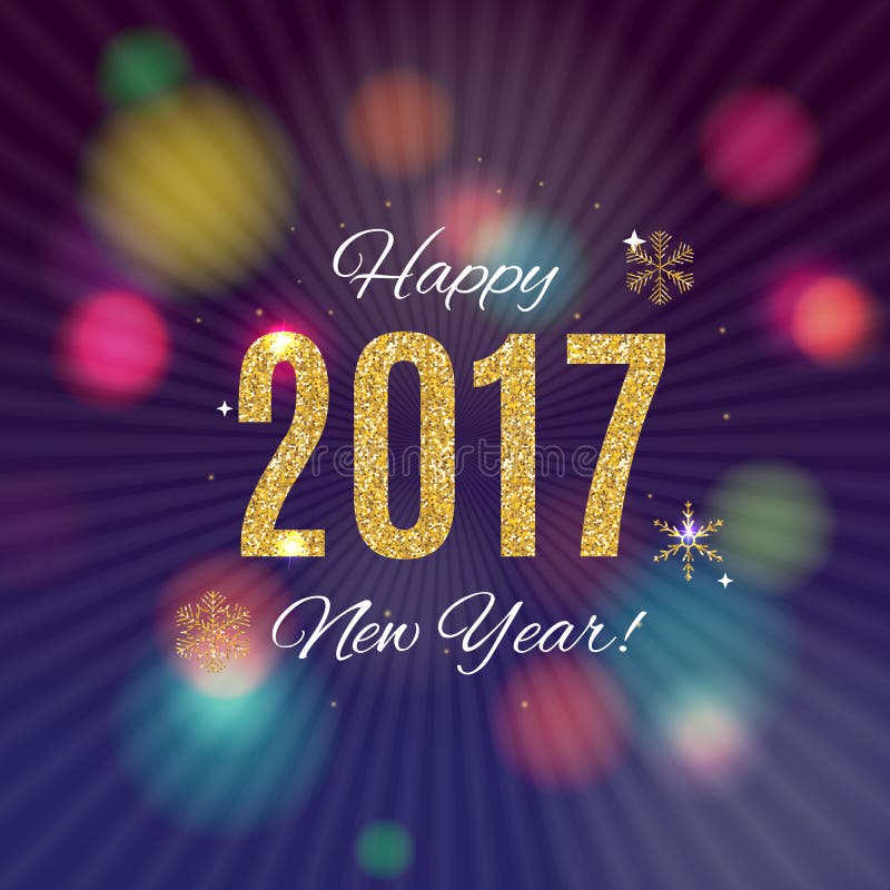 2017 Happy New Year Gold Glossy Background. Vector Illustration Stock ...