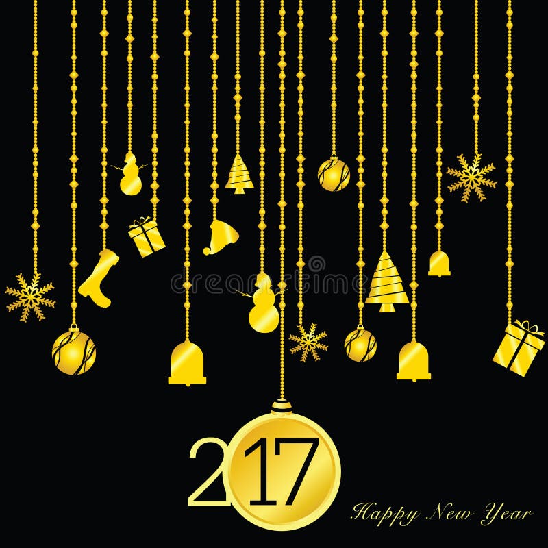 Happy New Year 2017 Gold Illustration on Black Stock Vector ...