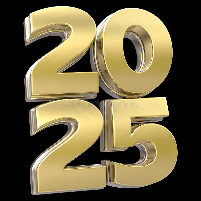 2025 Happy New Year Gold Number 3d Render Stock Image - Illustration of ...
