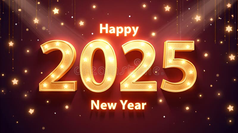 Happy New Year 2025 Gold Sign. Celebration Concept Stock Illustration ...