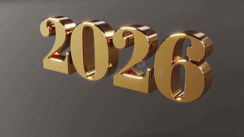 Happy 2026 New Year Gold Text 3d Stock Illustration - Illustration of ...