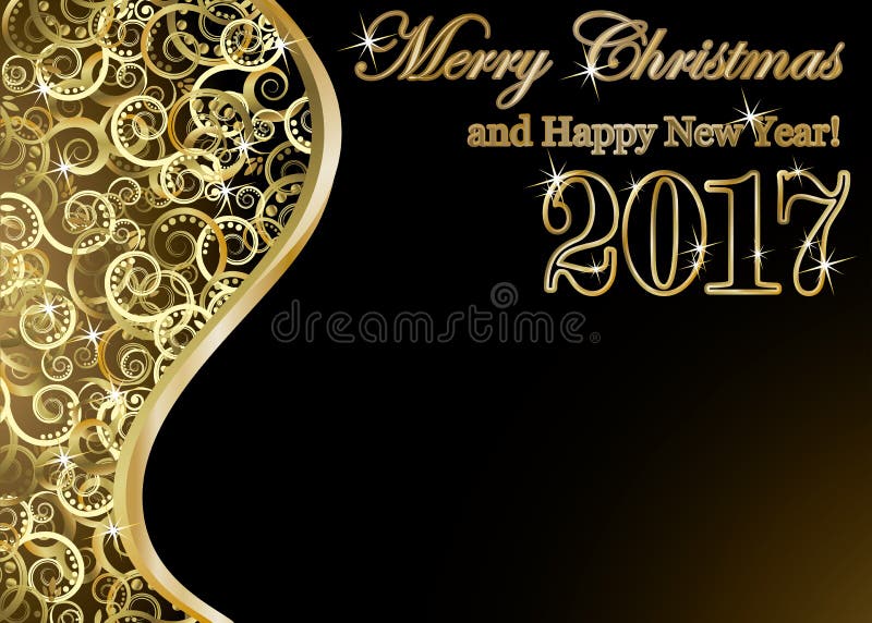 Happy New 2017 Year Golden Card, Vector Stock Vector - Illustration of ...