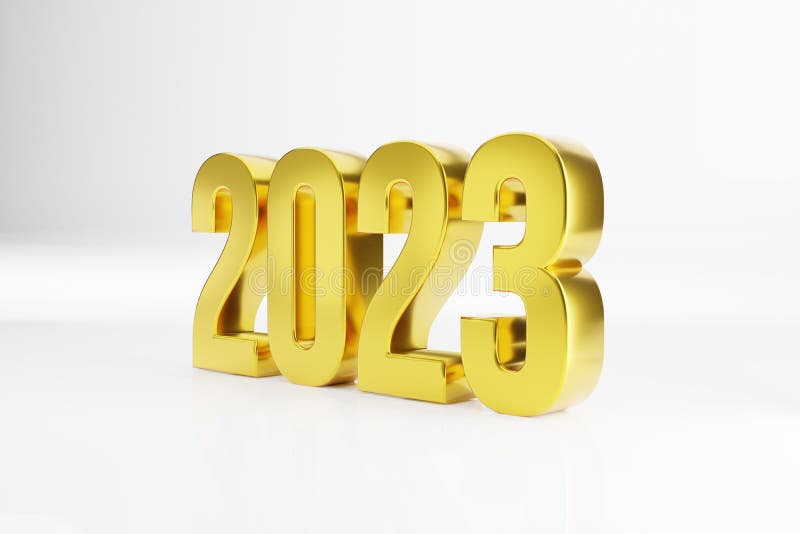 2023 Happy New Year Golden 3D Text - 3D Illustration Stock Illustration ...