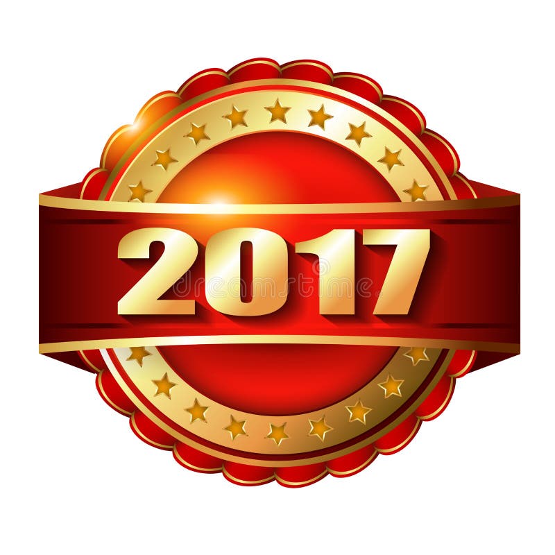 Happy New Year 2017 Golden Label Stamp Stock Illustration ...
