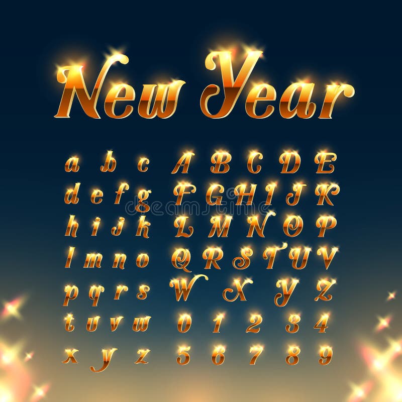 Happy New Year with Golden Letters and Numbers Stock Vector ...