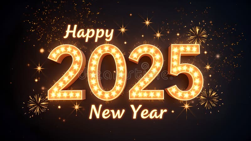 Happy New Year 2025 with Golden Lights. Celebration Concept Stock ...