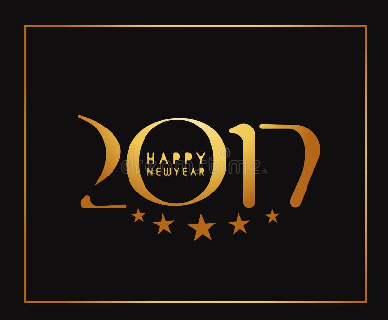 2017 with golden star stock vector. Illustration of pictogram - 85775766