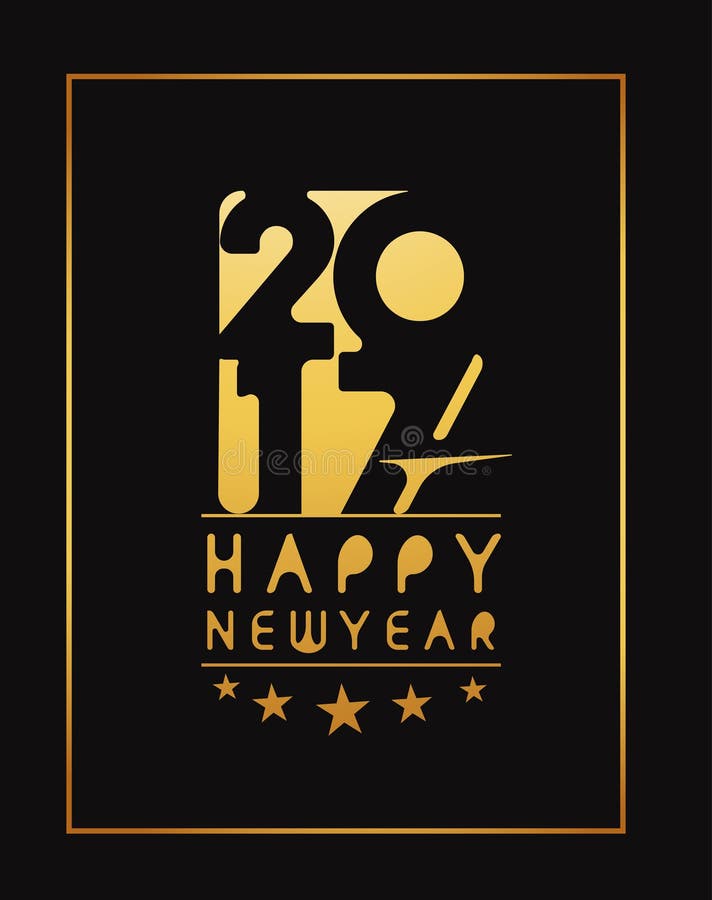 Happy New Year 2017 Golden Text Design Stock Vector - Illustration of ...