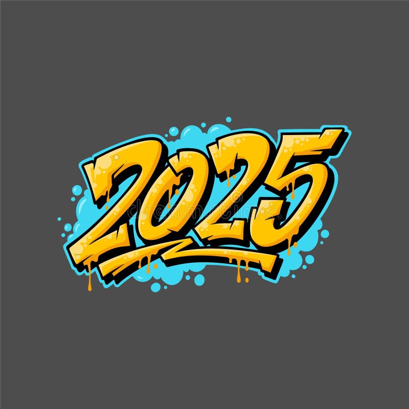 Happy New Year 2025 in Graffiti Style Stock Illustration - Illustration ...