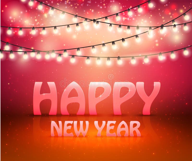 Happy New Year Greeting Background with Shine and Lights Stock Vector ...